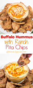 Buffalo Hummus with Ranch Pita Chips - Glitter and Graze