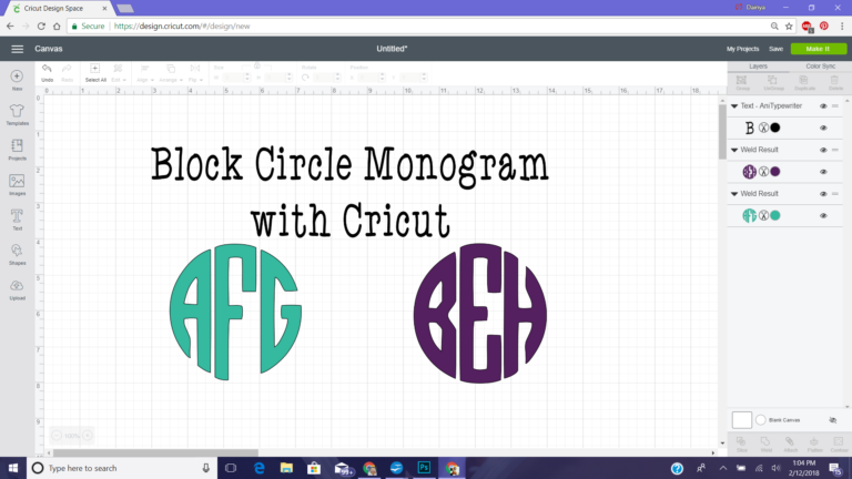 Block Circle Monogram with Cricut - Glitter and Graze