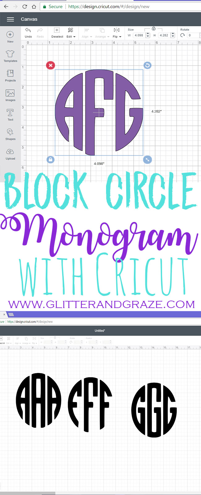 Block Circle Monogram with Cricut - Glitter and Graze