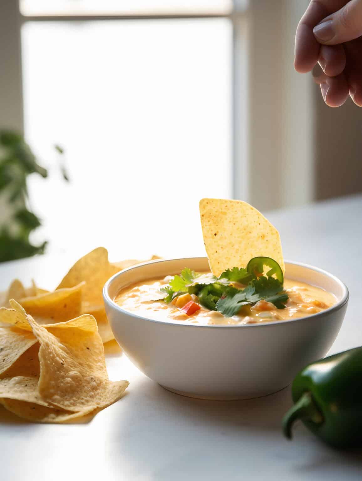 Creamy Green Chili Queso Glitter And Graze