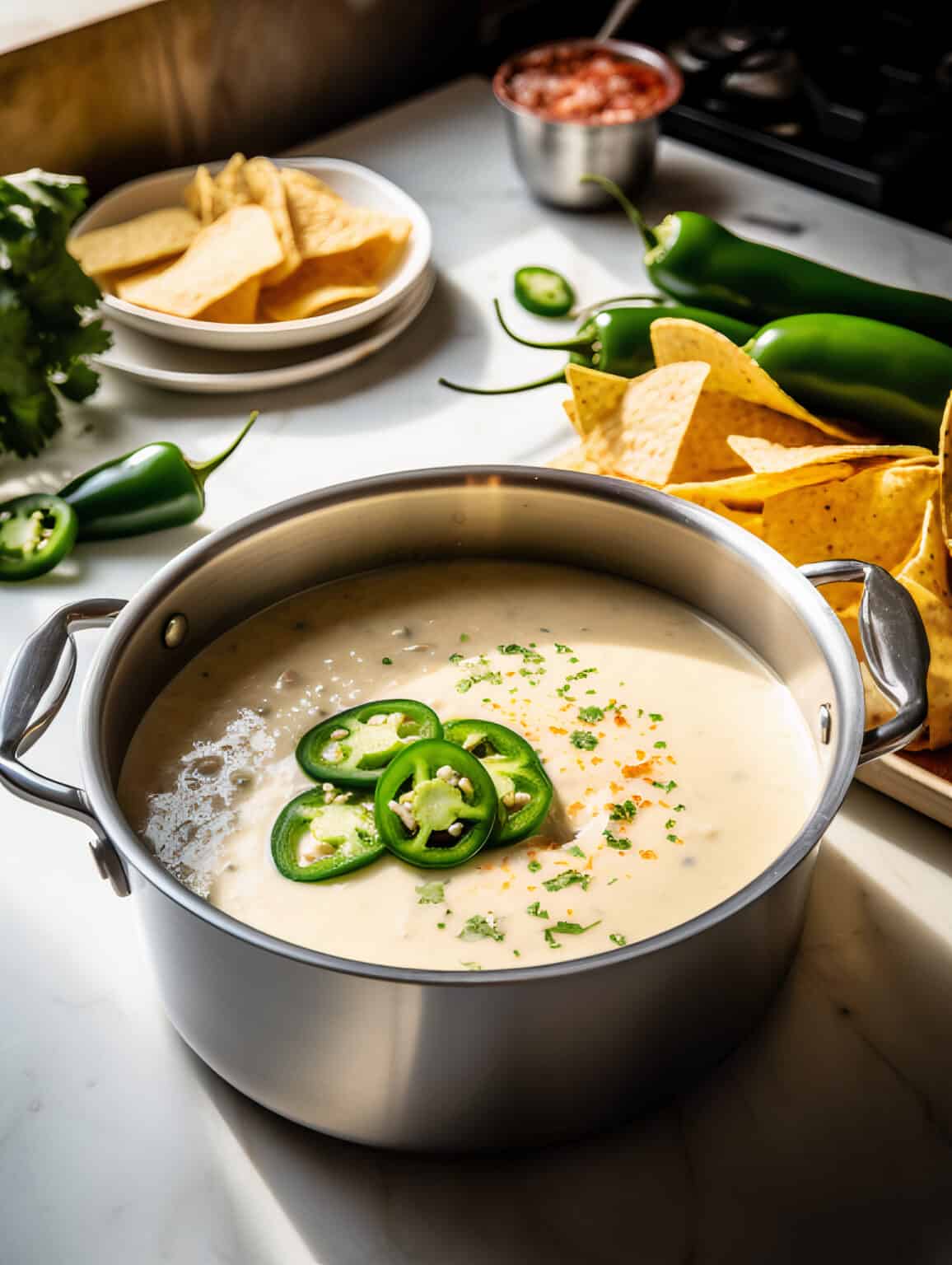 Creamy Green Chili Queso - Glitter and Graze